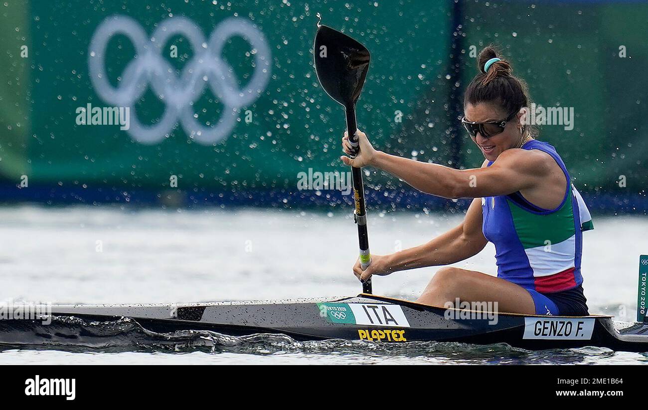 Francesca Genzo of Italy competes in the women's kayak single 200m ...