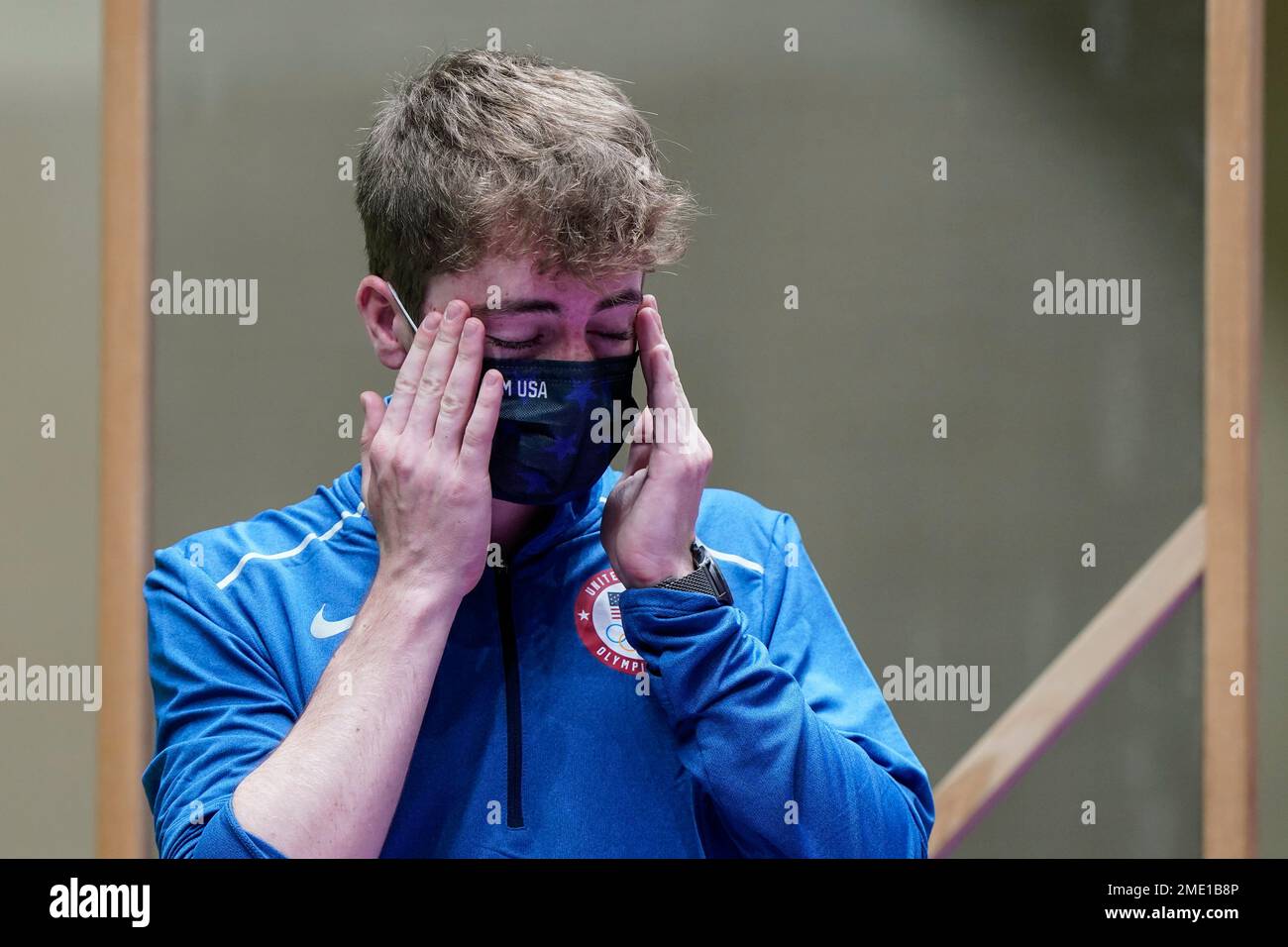 Henry Turner Leverett, of the United States, finishes competing in the ...