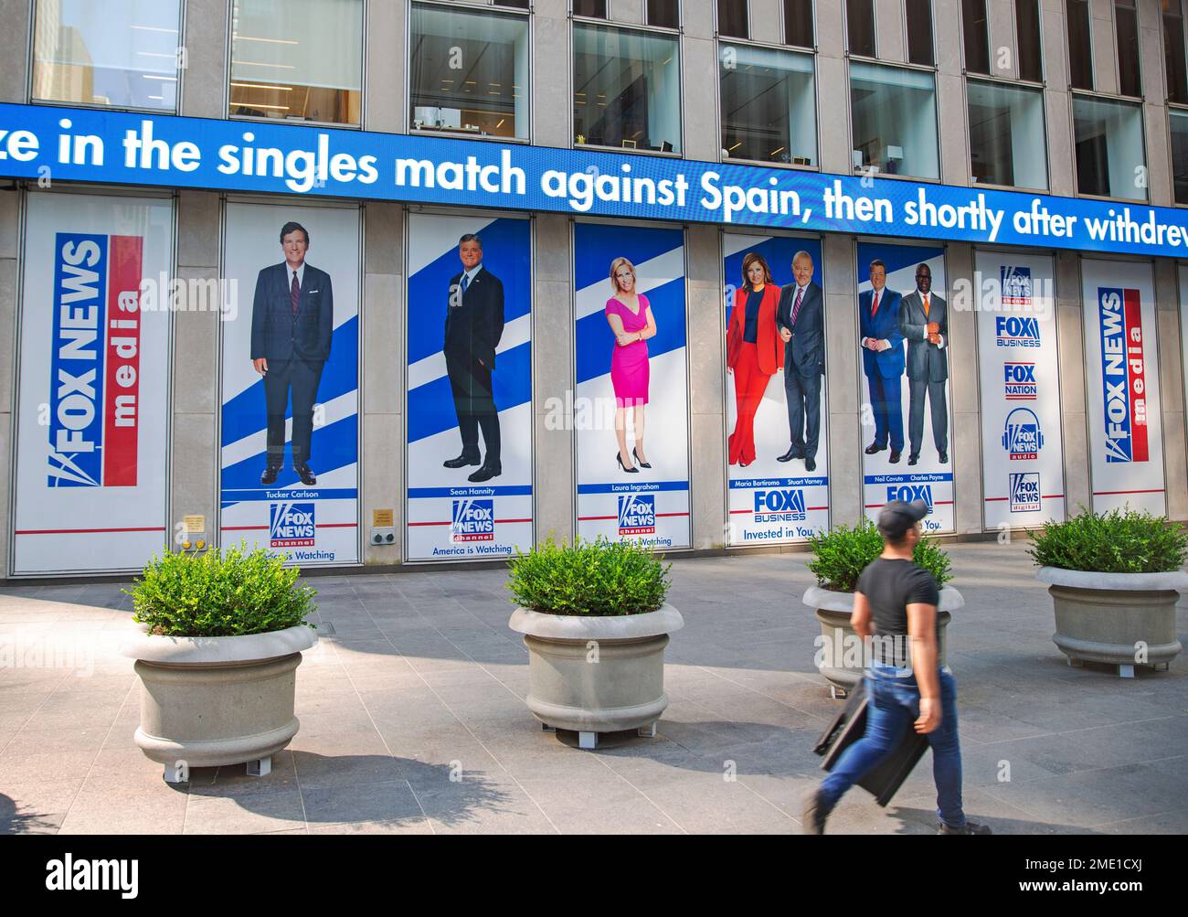 Pictured in promotional posters outside Fox News studios at News ...