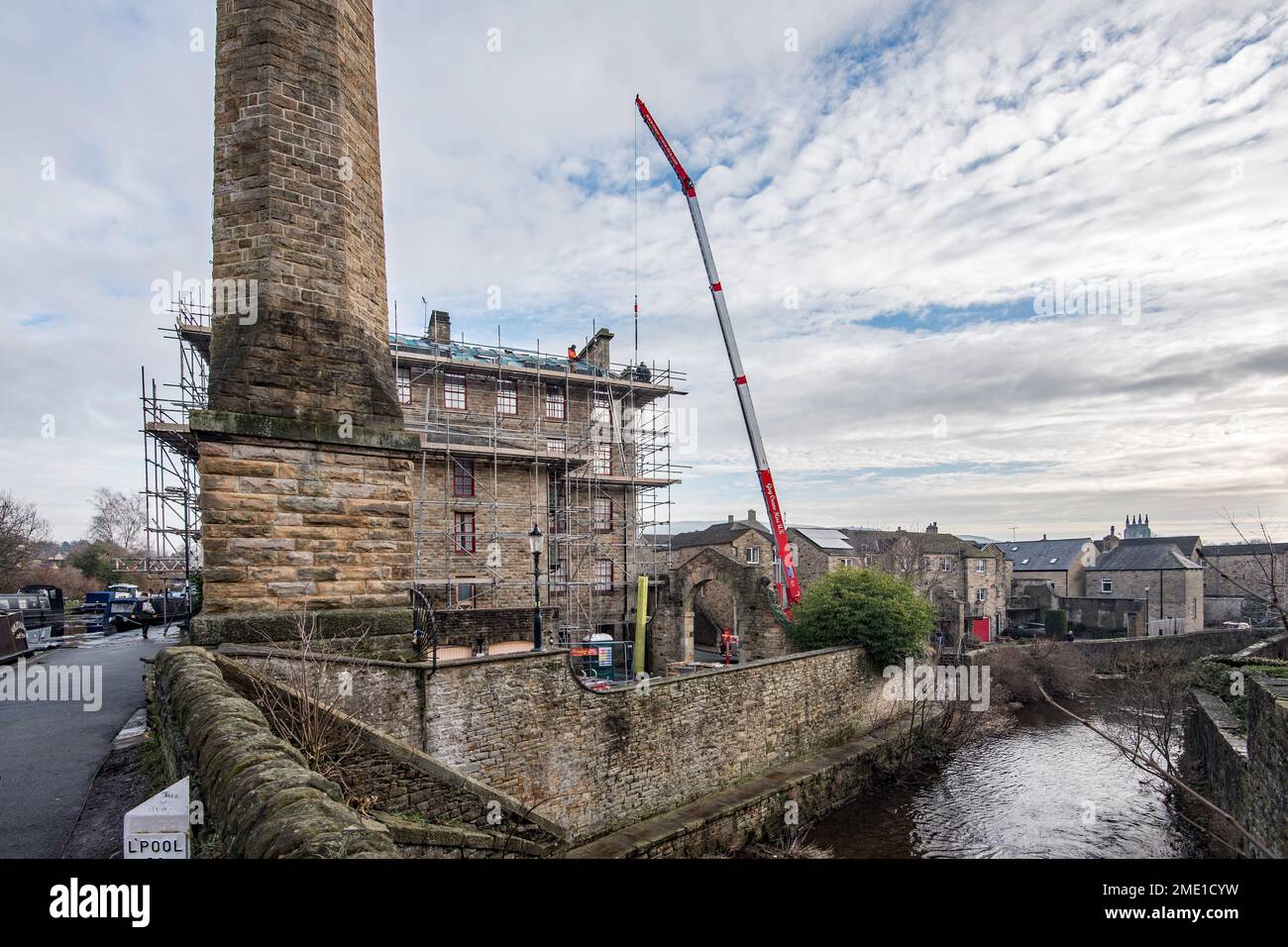 Large crane (Guy Crane Hire UK) assisting building work at McCarthy ...