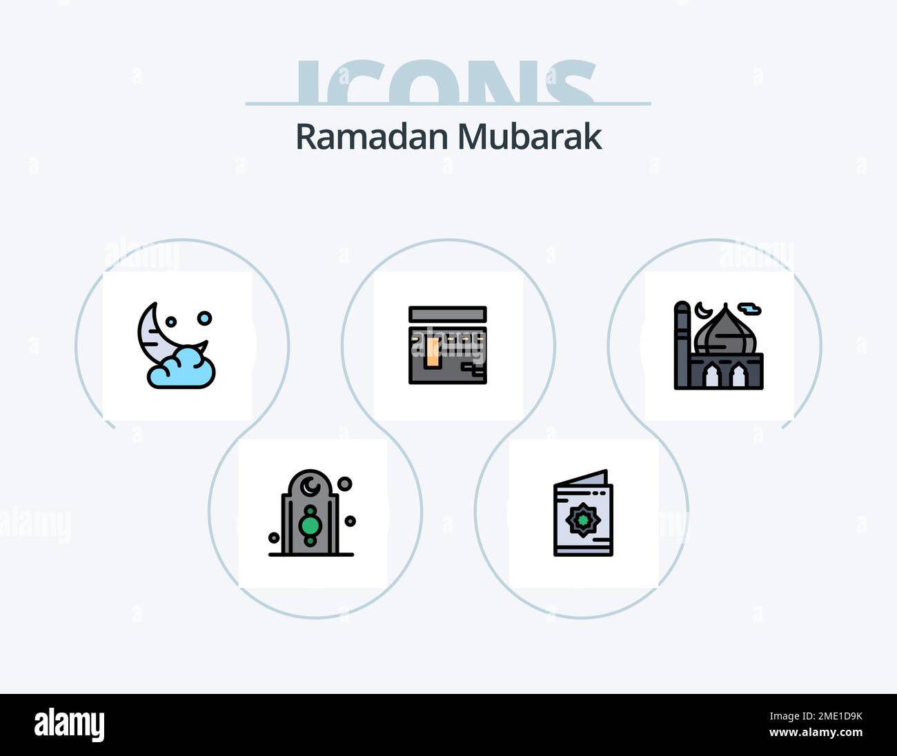 Ramadan Line Filled Icon Pack 5 Icon Design. morning. sun. moon. muslim ...