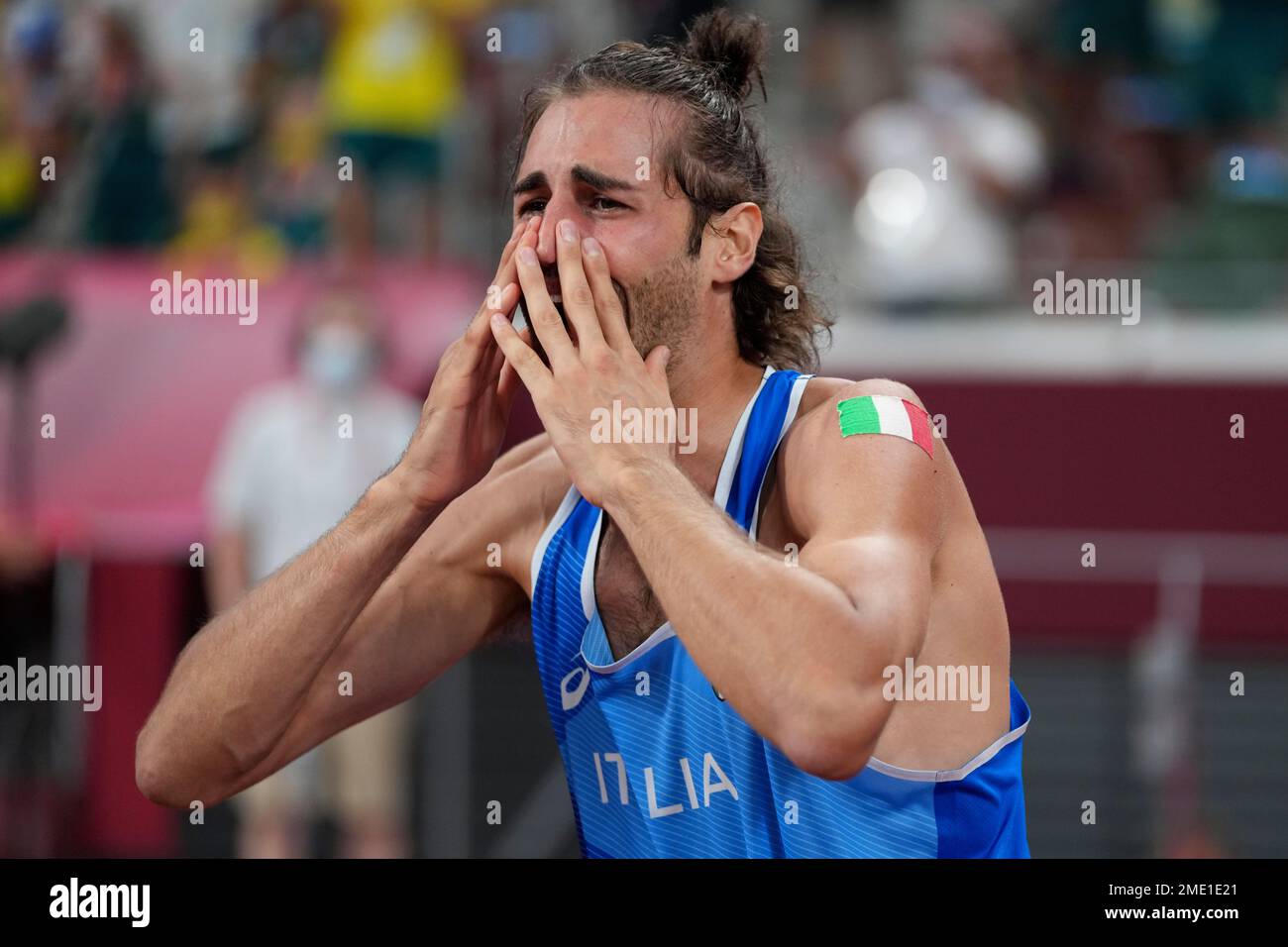 Gianmarco Tamberi Of Italy Celebrates After Winning The Final Of The