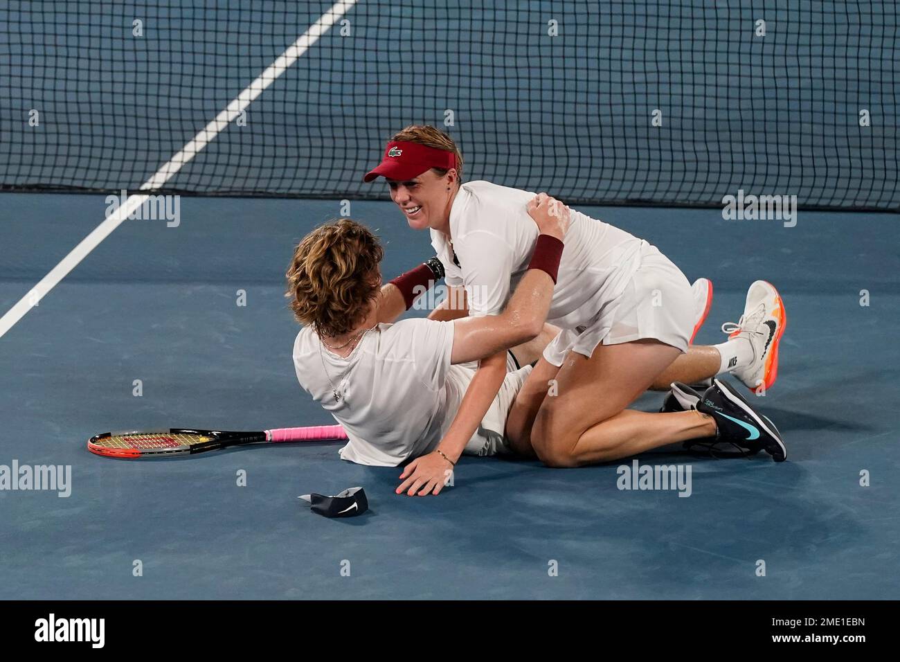 Anastasia Pavlyuchenkova and Andrey Rublev, of the Russian Olympic ...