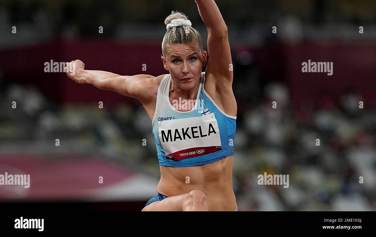 Kristiina Makela, of Finland, competes in the final of the women's ...