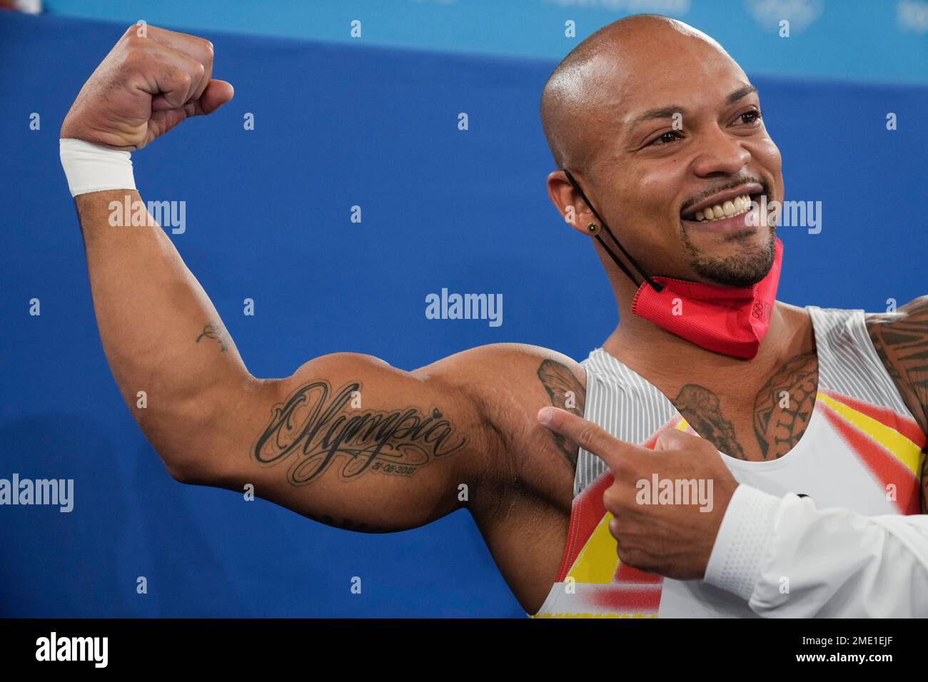 Rayderley Zapata of Spain, poses for a picture after his performance on ...