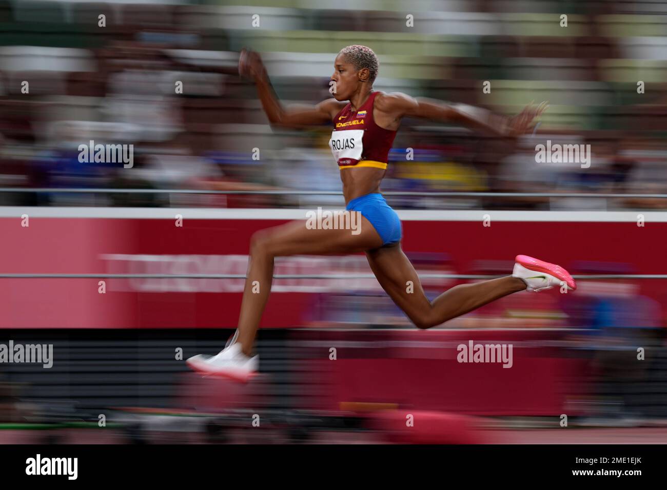 Yulimar Rojas, of Venezuela, competes in the final of the women's ...