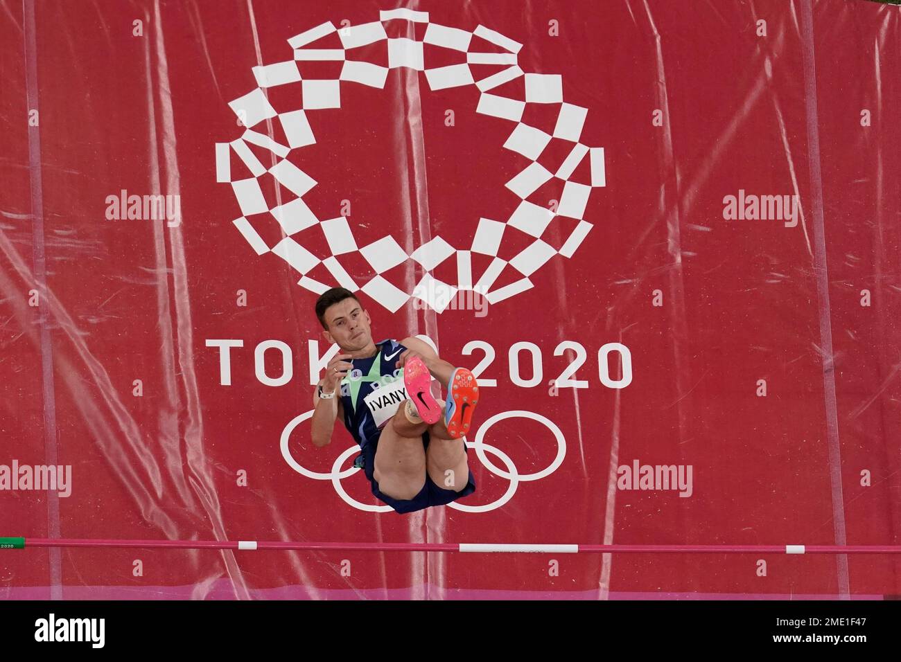 Ilya Ivanyuk, of Russian Olympic Committee, competes during the finals ...