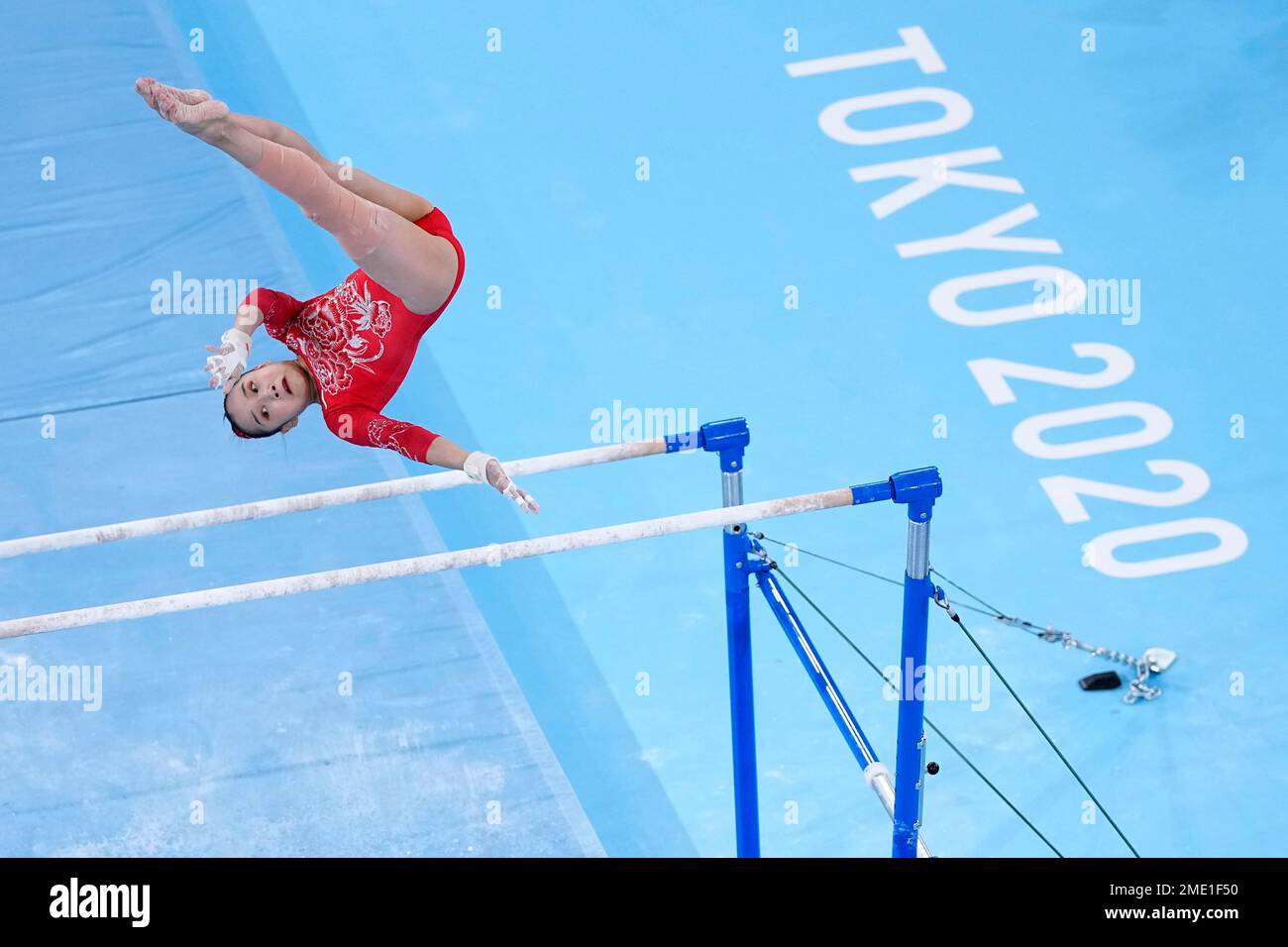 Fan Yilin, of China, competes in the women's artistic gymnastics uneven ...