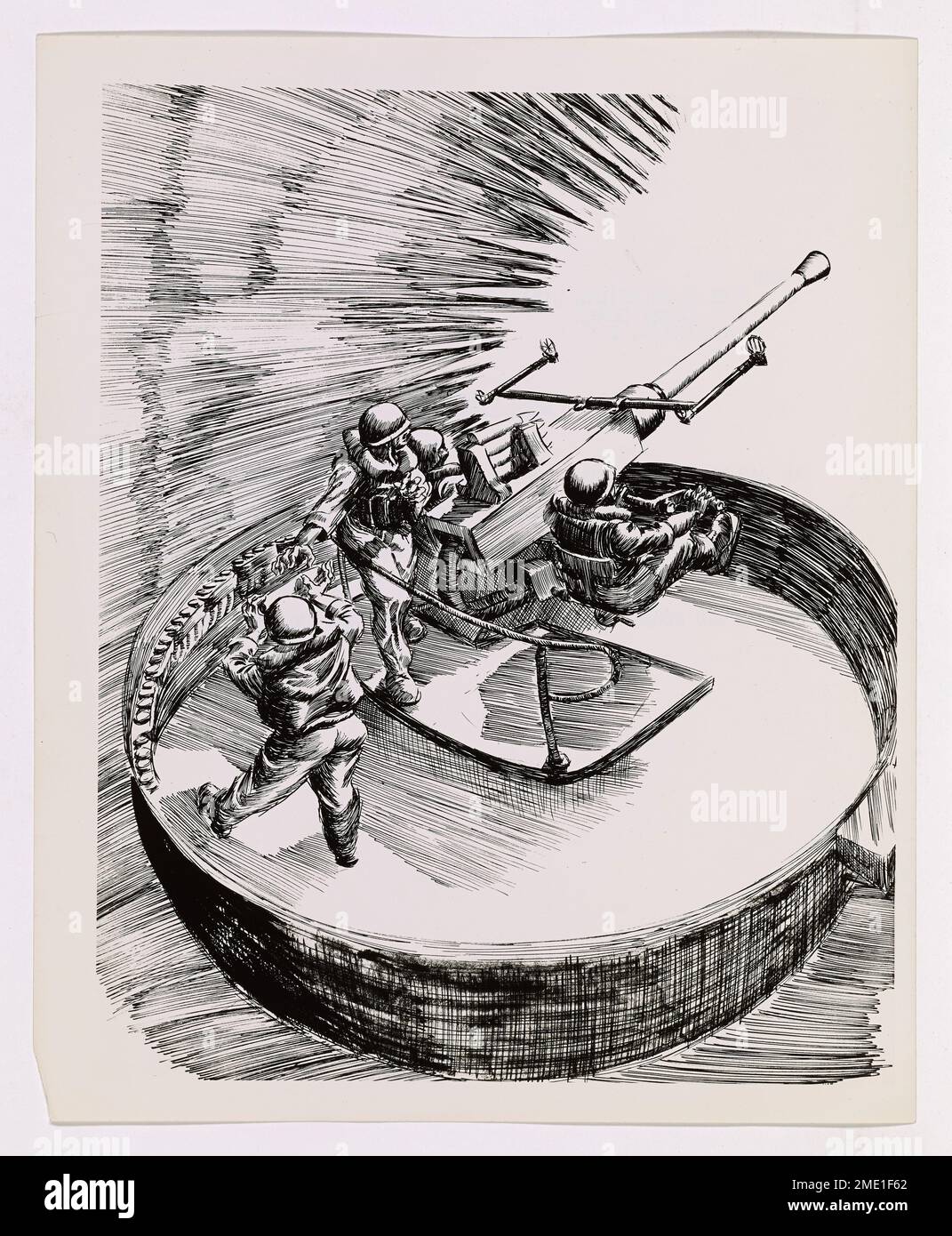 Artwork by Coast Guard Combat Artist Max L. Dorothy shows the crew of ...