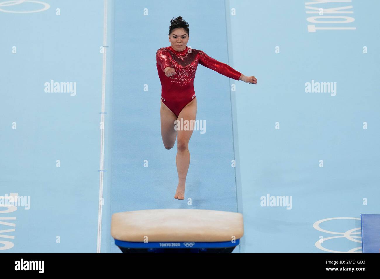 Alexa Moreno of Mexico, performs on the vault during the artistic ...