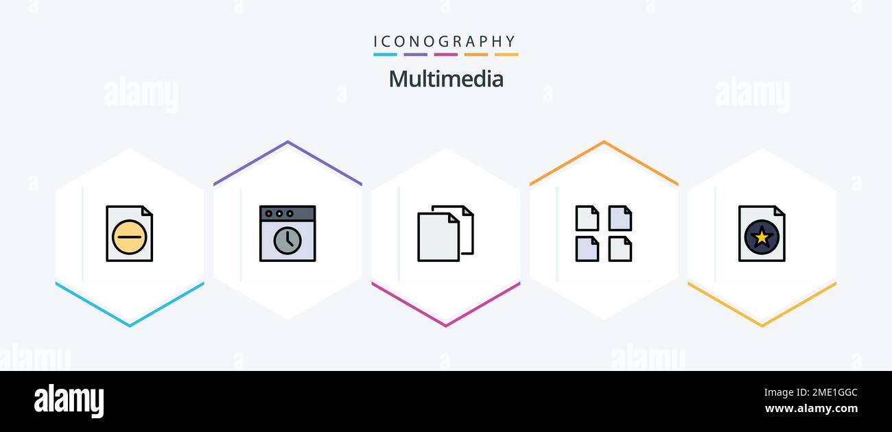 Multimedia 25 FilledLine icon pack including . file. duplicate. favorite. multiple Stock Vector ...