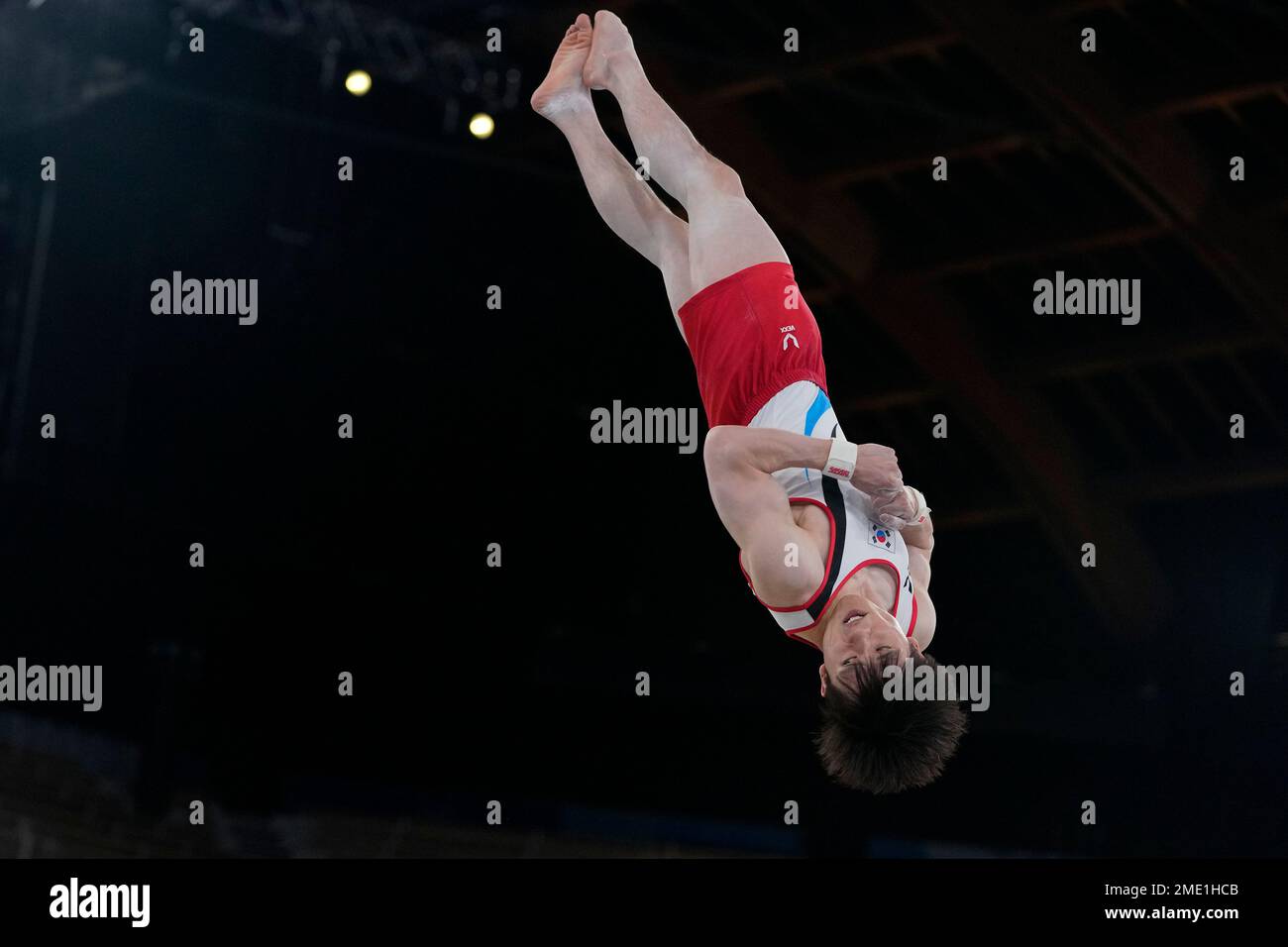 Kim Han-sol of South Korea, performs on the floor exercise during the ...