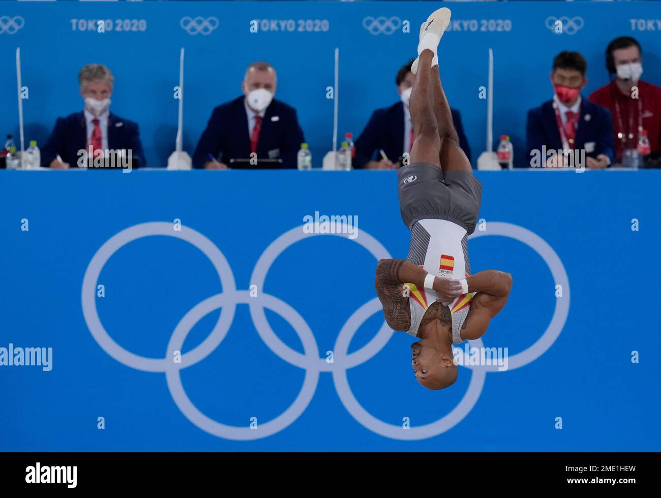 Rayderley Zapata of Spain, performs on the floor exercise during the ...