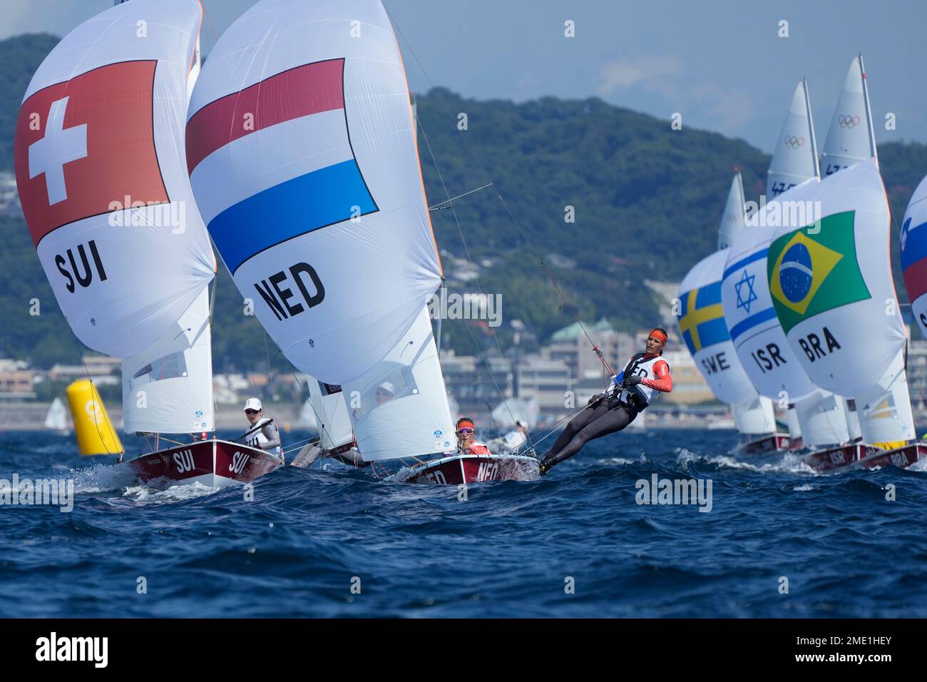 Netherlands' Afrodite Zegers and Lobke Berkhout, center, compete during ...