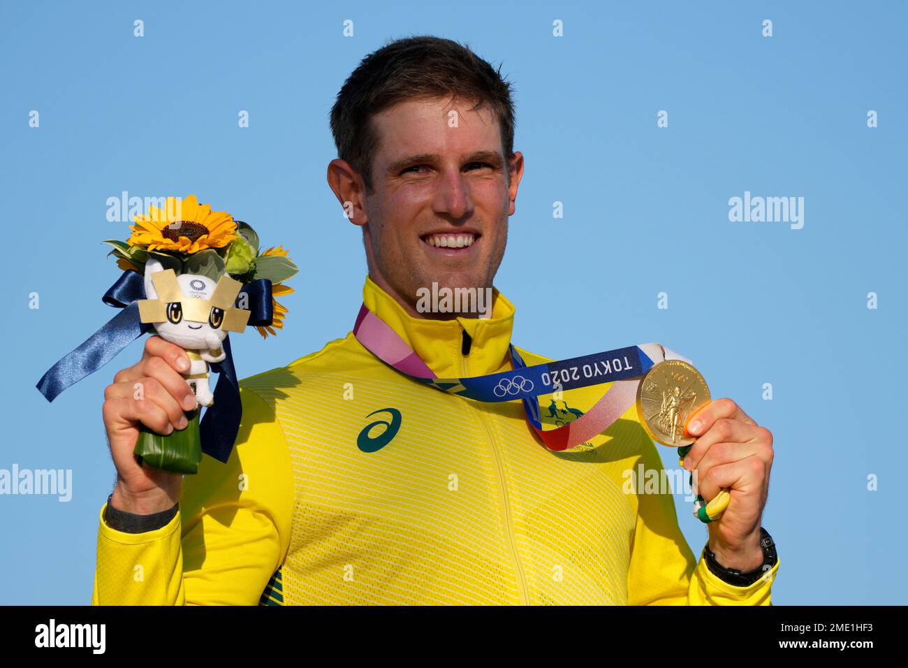 Australia's Matt Wearn holds his gold medal after placing first in the ...