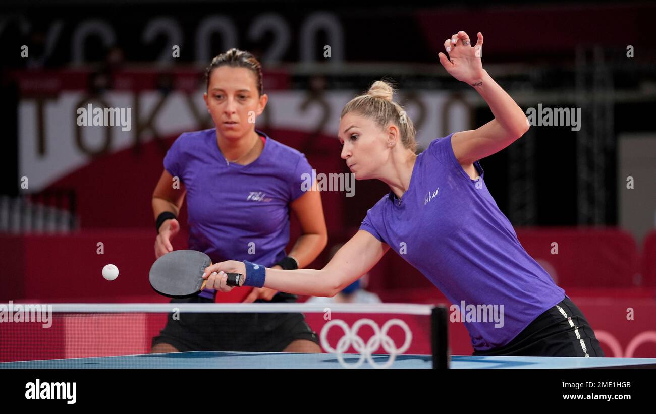 Romania's Elizabeta Samara, left, and Daniela Dodean compete during the ...