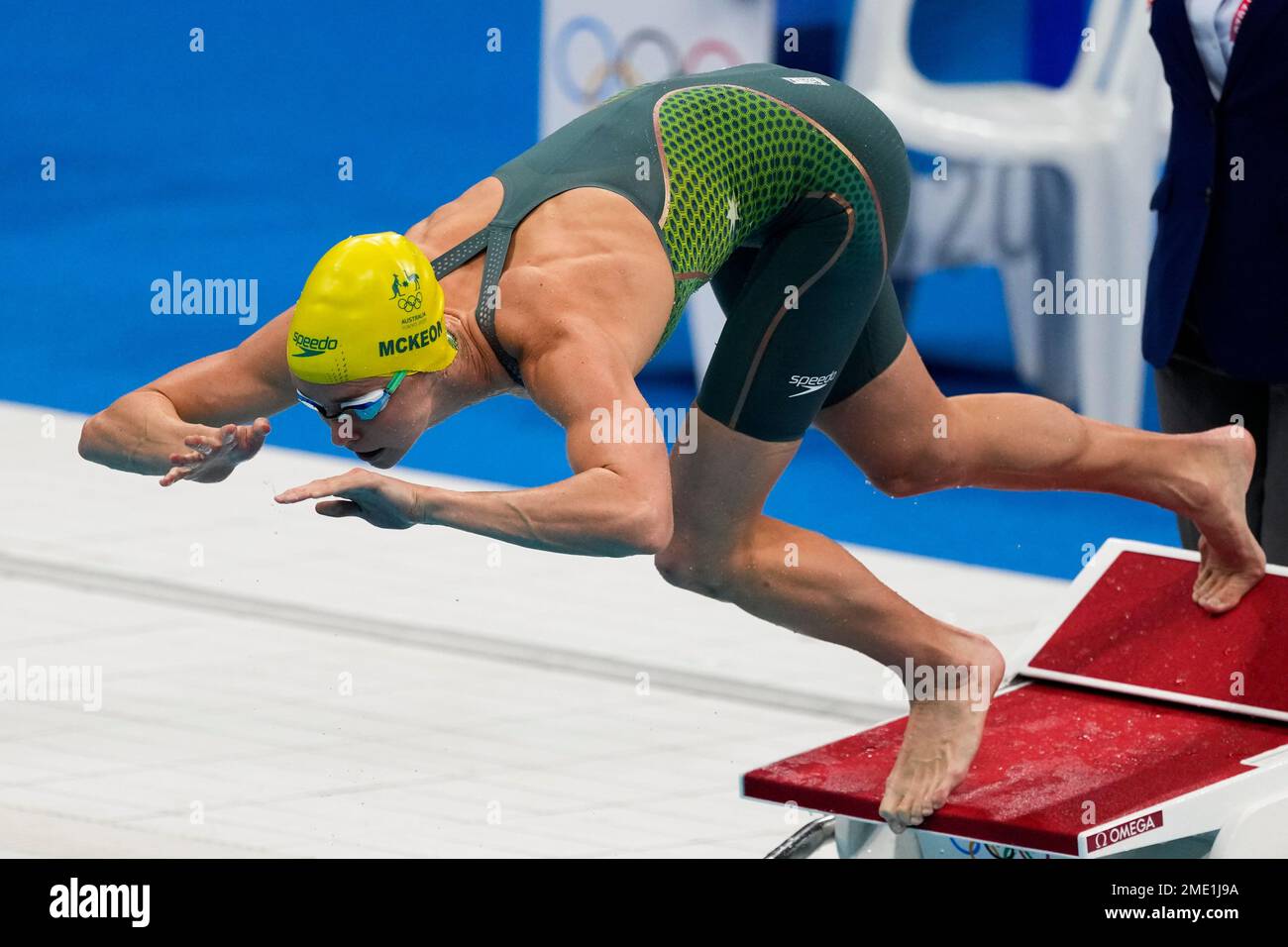 Emma Mckeon, of Australia, dives off the starting block in the women's ...