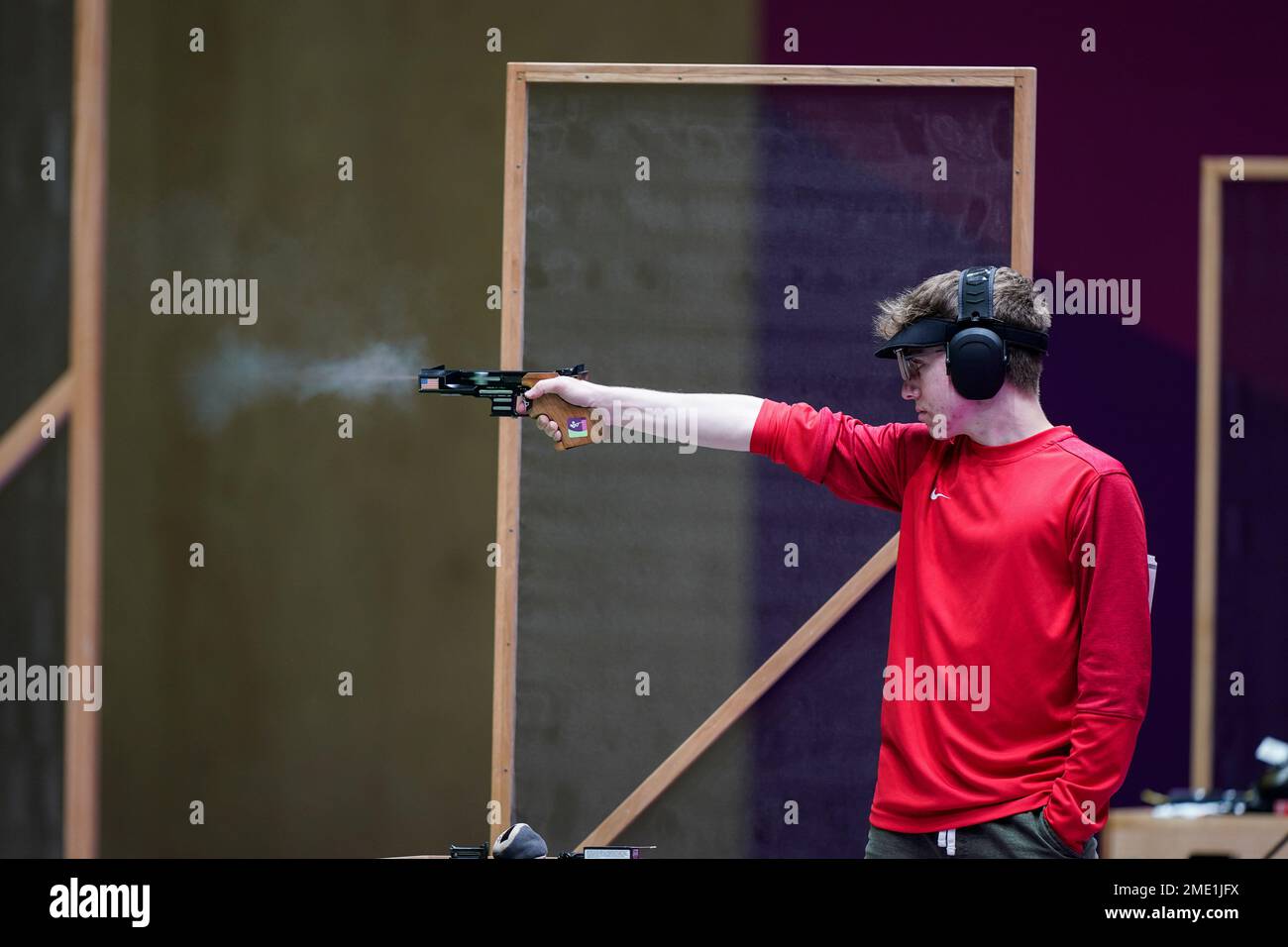 Henry Turner Leverett, of the United States, competes in the men's 25 ...