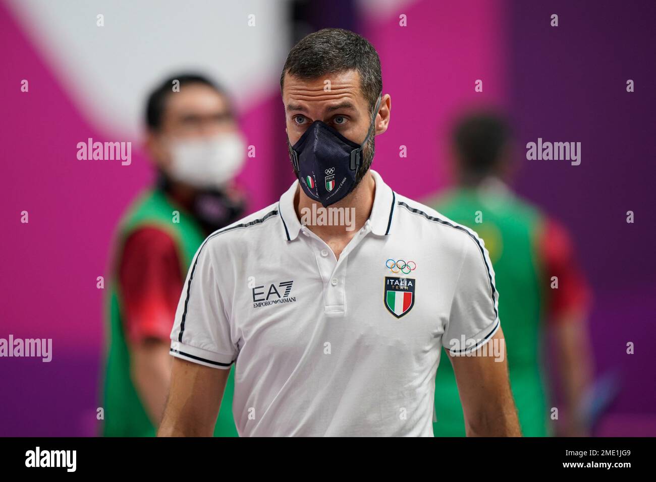 Riccardo Mazzetti, of Italy, departs after competing in the men's 25 ...