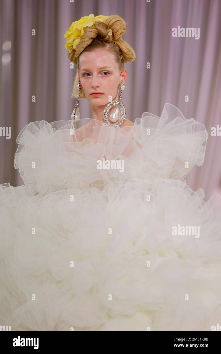 A model wears a creation as part of the Giambattista Valli Haute ...