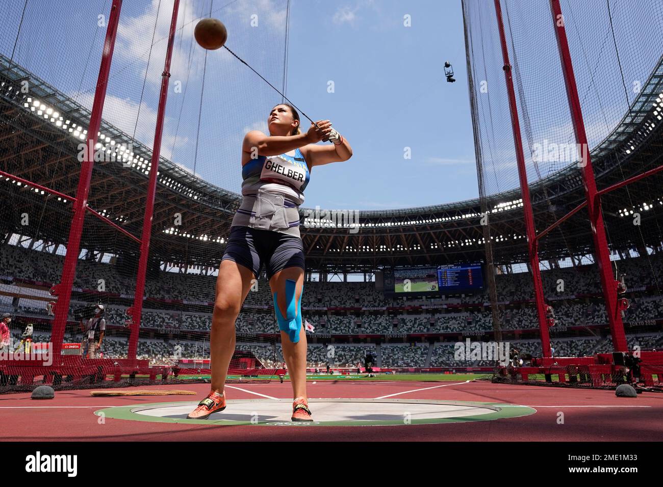 Bianca Ghelber, of Romania, competes in the women's hammer throw at the ...