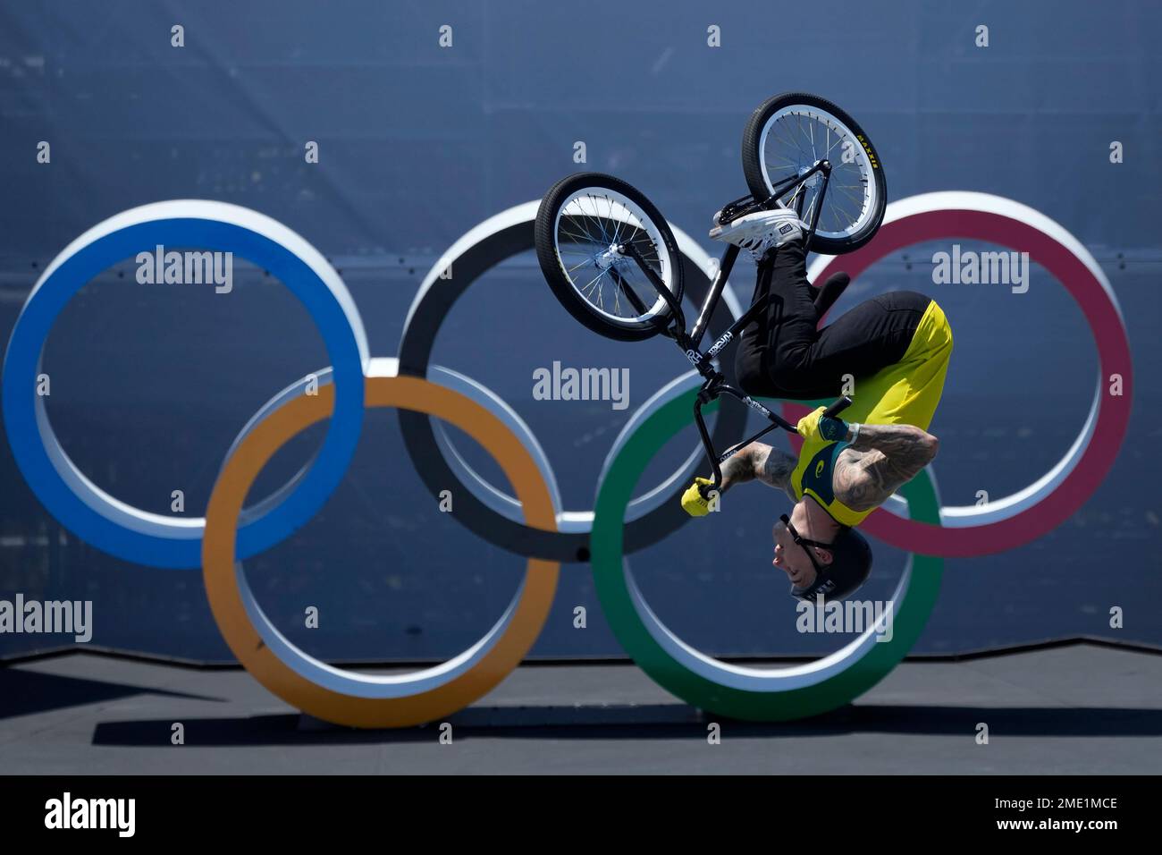 Logan Martin of Australia competes in the men's BMX freestyle final at ...