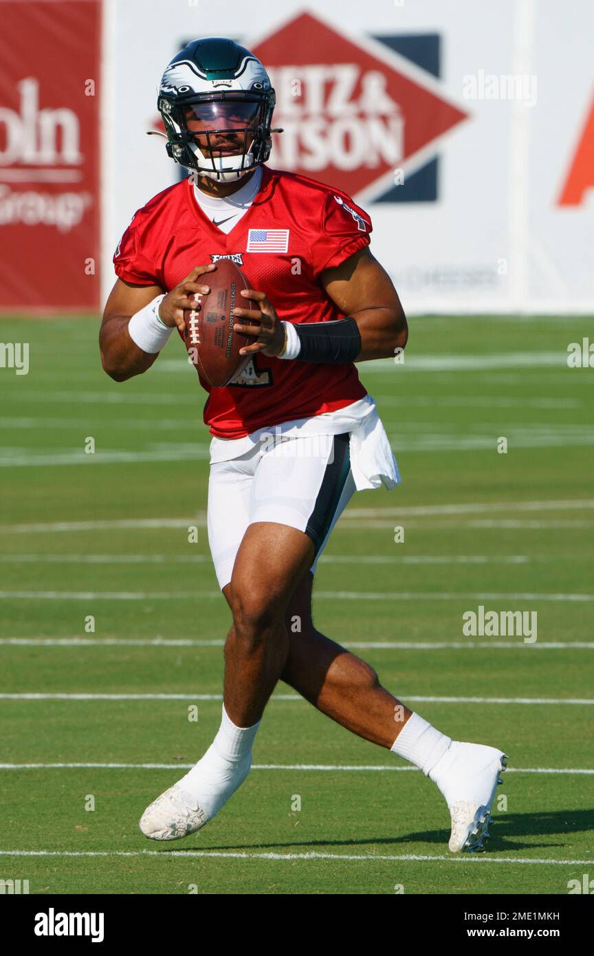 Philadelphia Eagles quarterback Jalen Hurts in action during practice ...