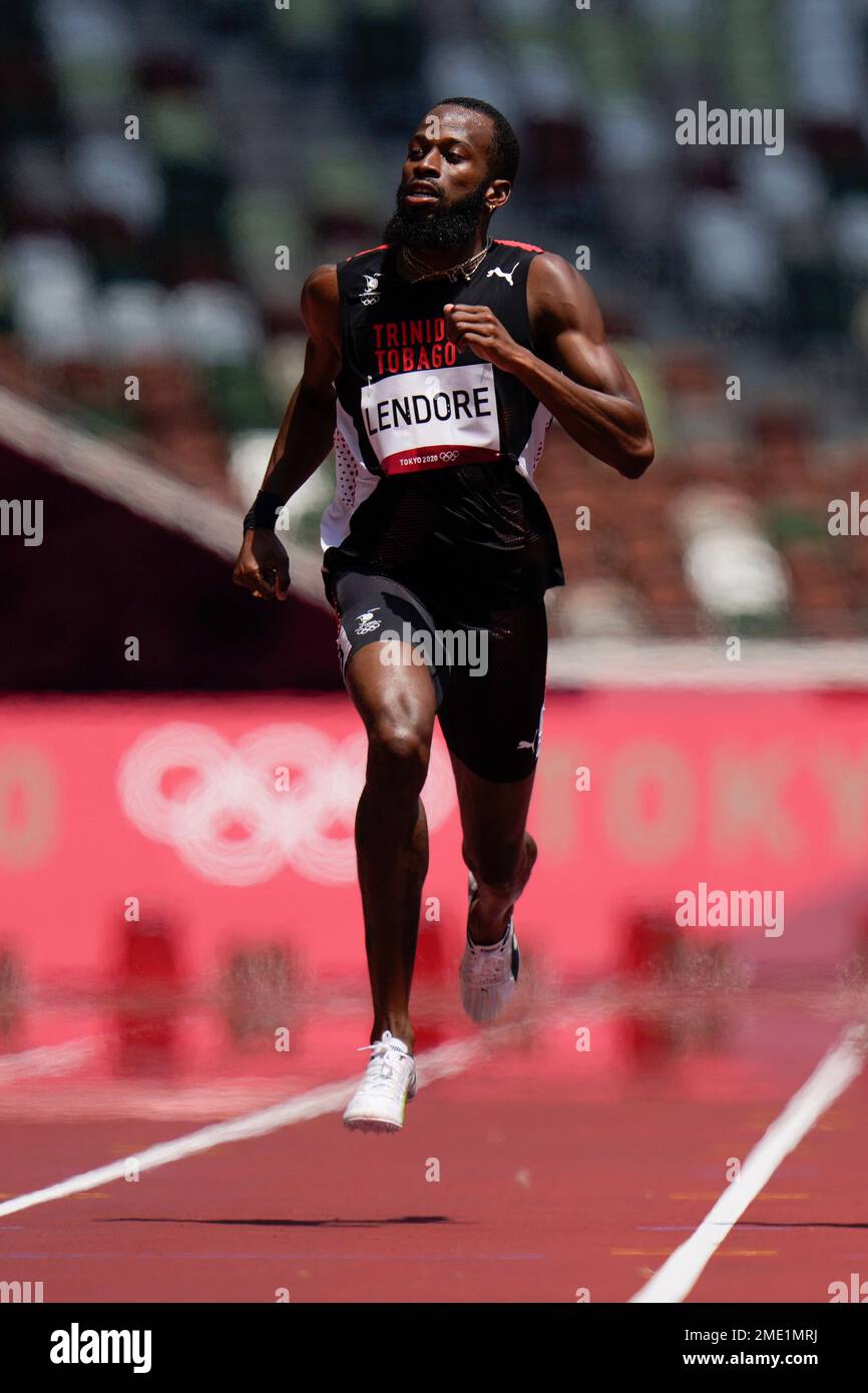 Deon Lendore, of Trinidad and Tobago, competes in a heat in the men's ...
