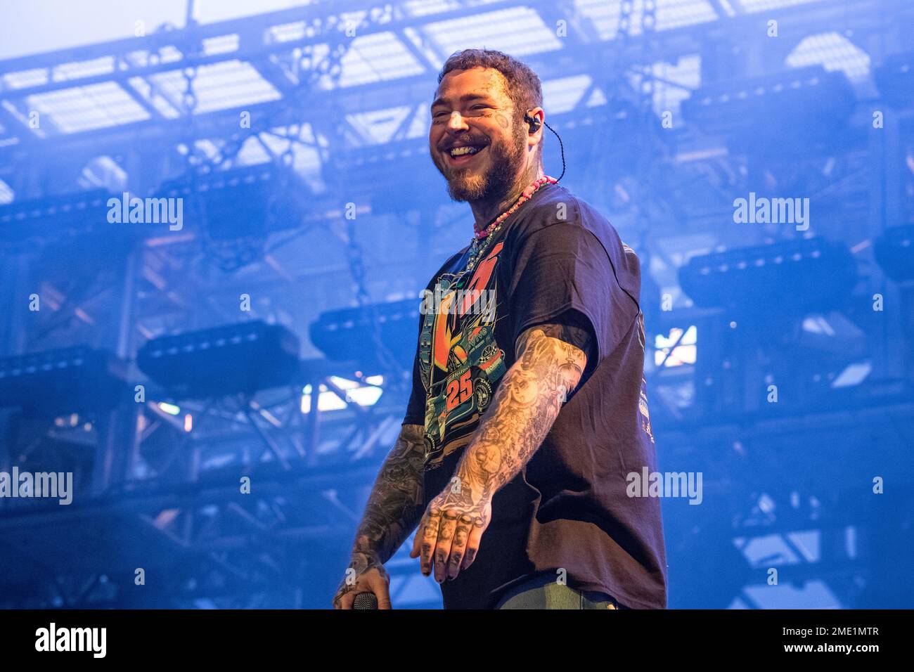 Post Malone performs on Day 3 of the Lollapalooza Music Festival on ...