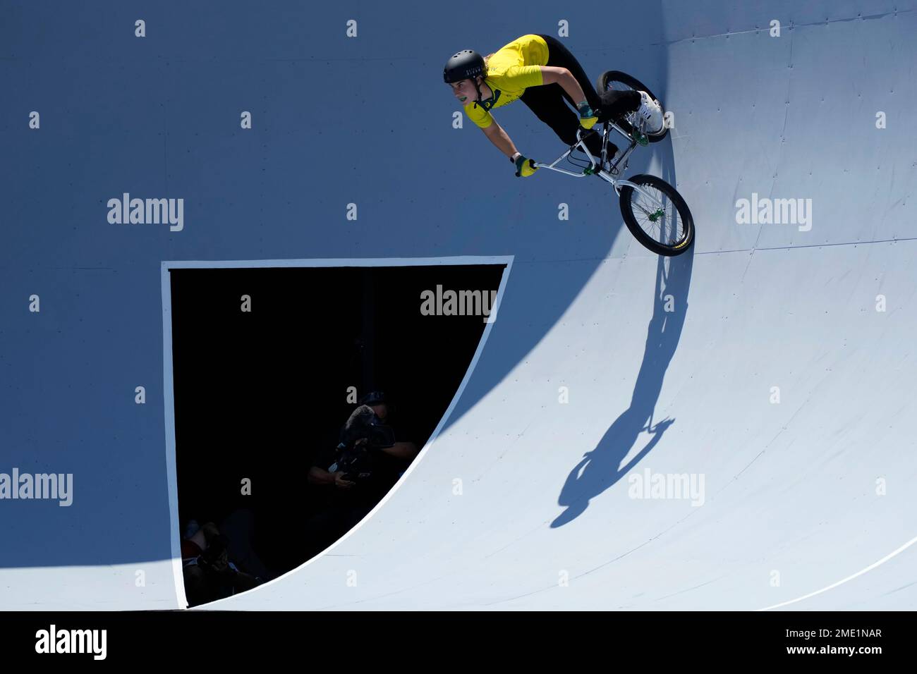 Natalya Diehm of Australia competes in the women's BMX freestyle final ...