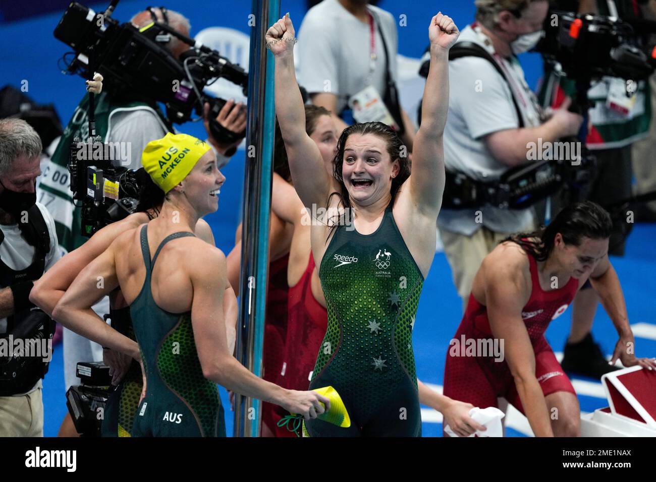 Chelsea Hodges, of Australia, celebrates after winning the gold medal ...