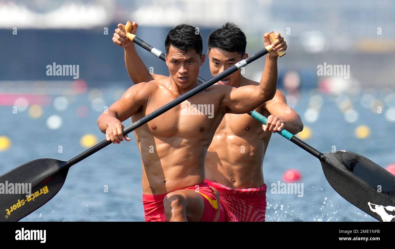 Liu Hao and Zheng Pengfei of China train for the Canoe Sprint at the ...