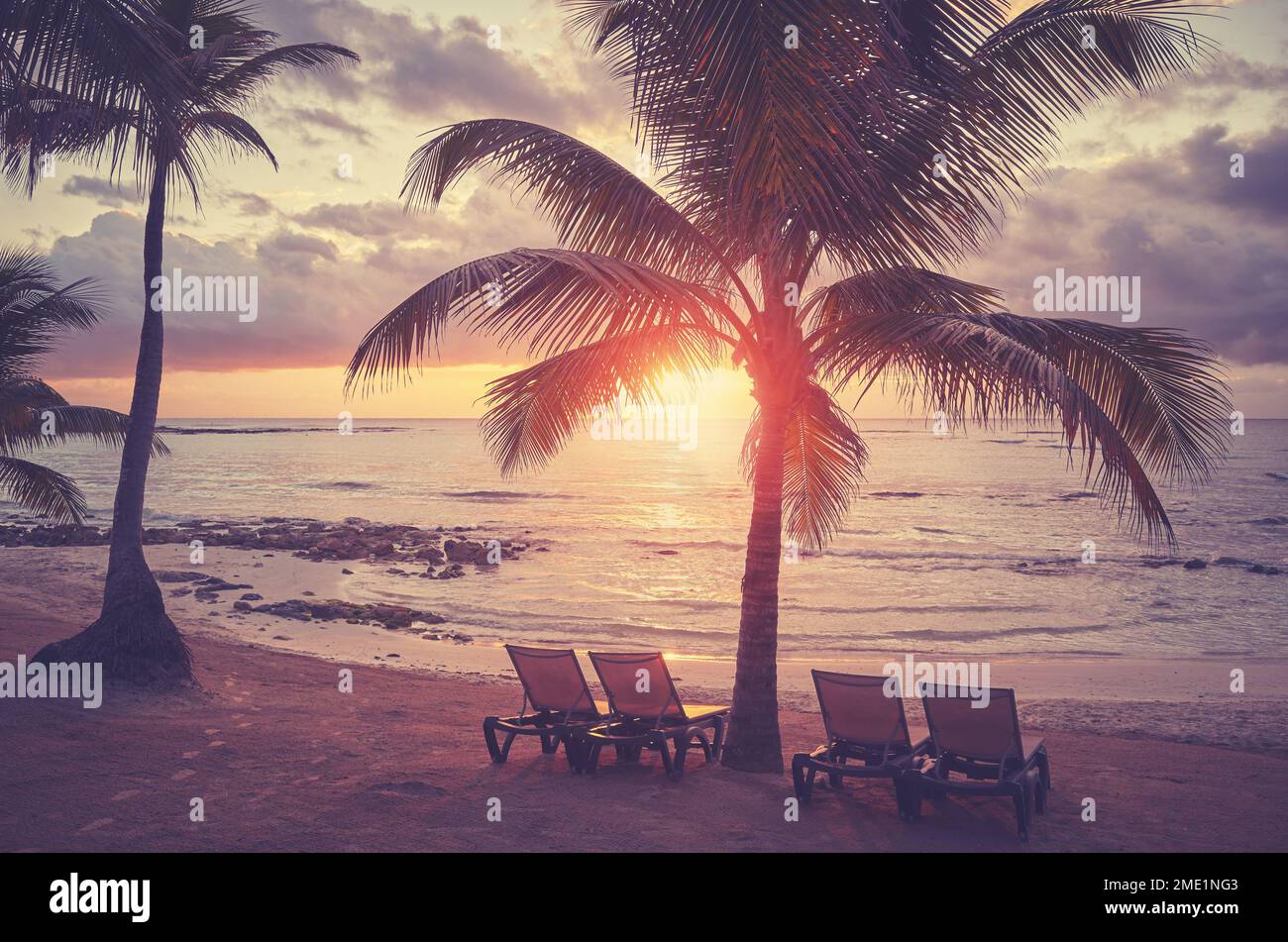 Beautiful sunset beach trees hi-res stock photography and images - Alamy