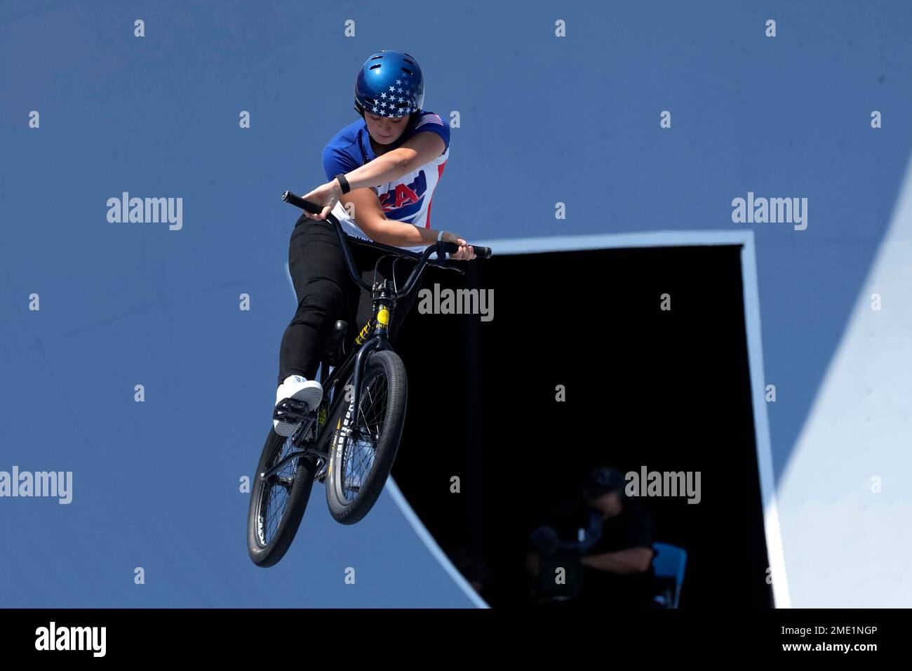 Perris Benegas of the United States competes in the women's BMX ...