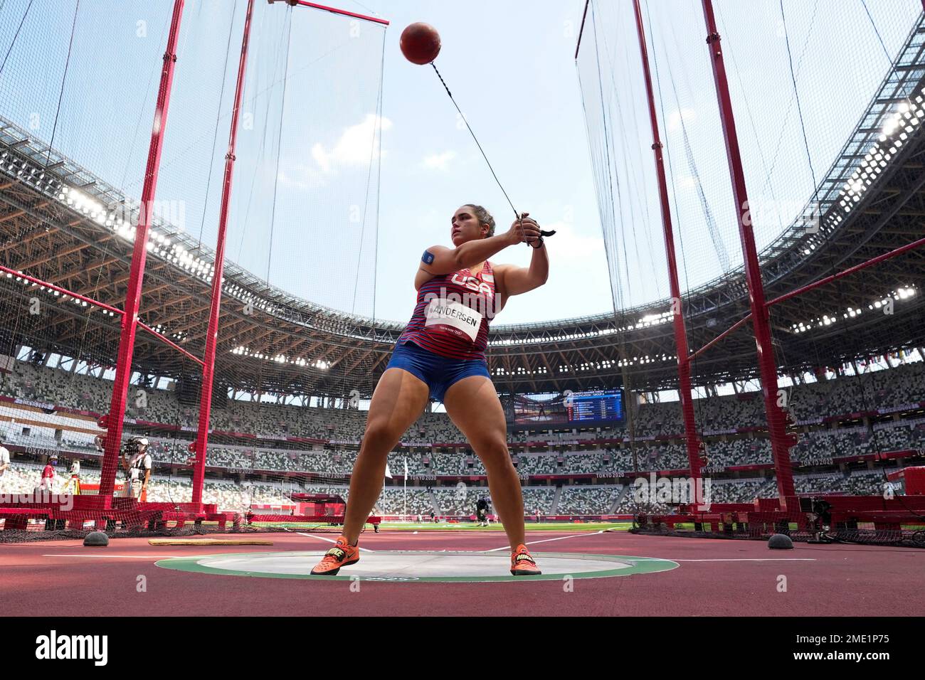 Brooke Andersen, of United States, competes in the women's hammer throw ...