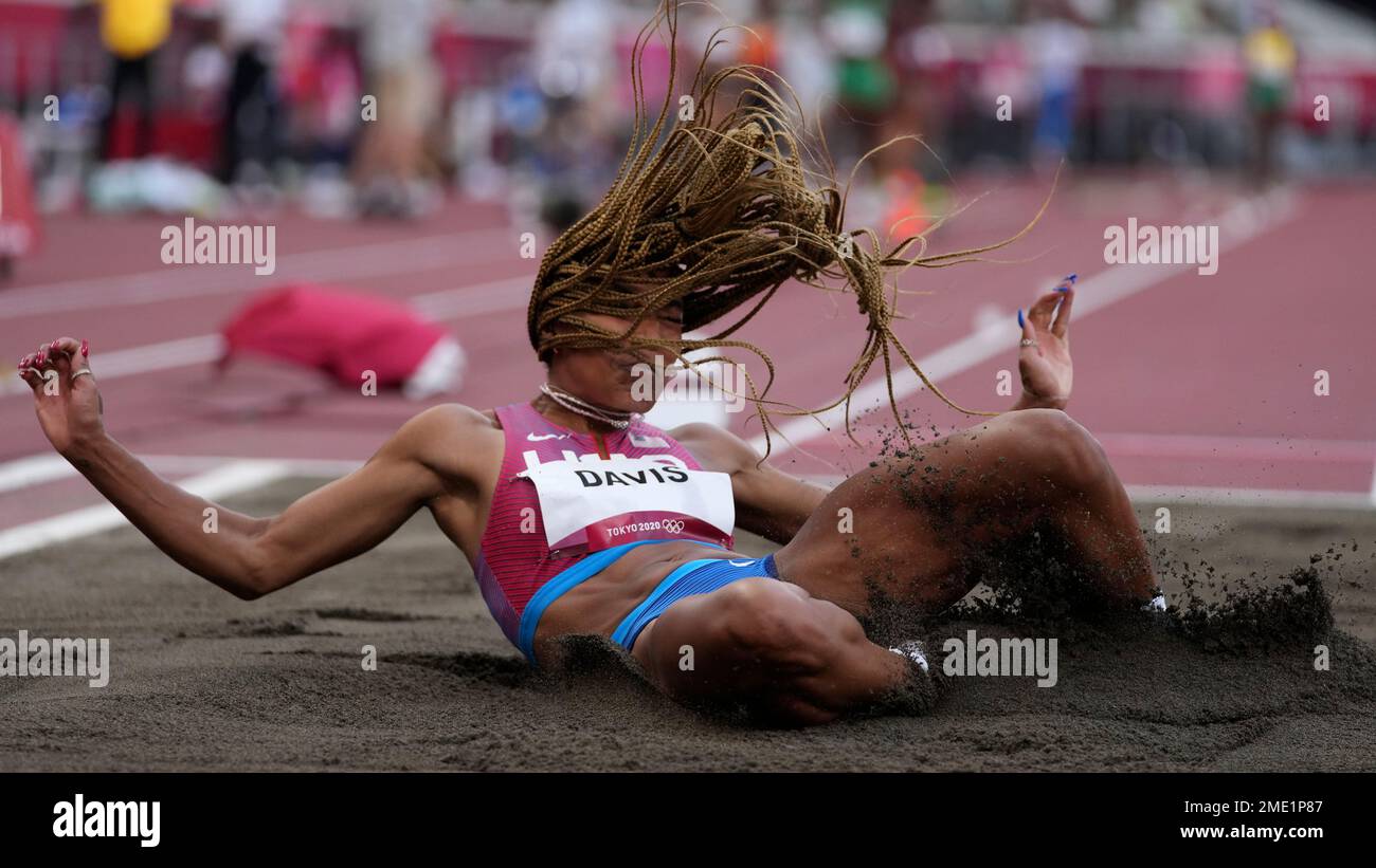 Tara Davis, of the United States, competes in the qualification rounds ...