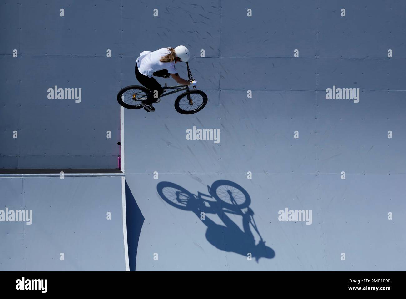 Lara Lessmann, of Germany, competes in the women's BMX freestyle final ...