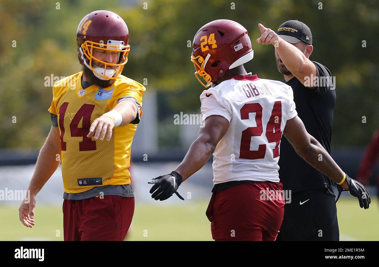 Washington Football Team quarterback Ryan Fitzpatrick points while ...
