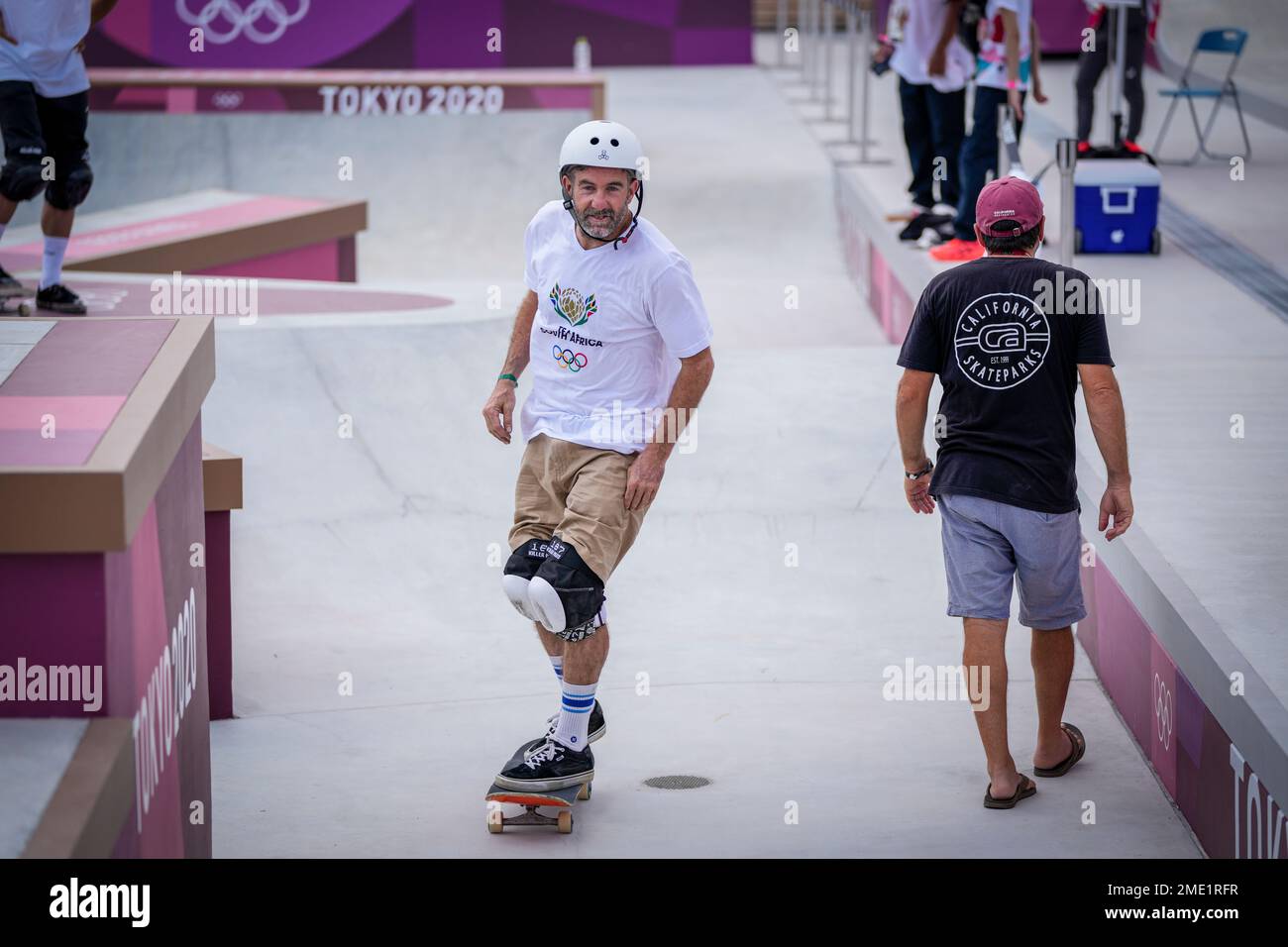 Dallas Oberholzer, 46, from South Africa, takes part in a men's park ...