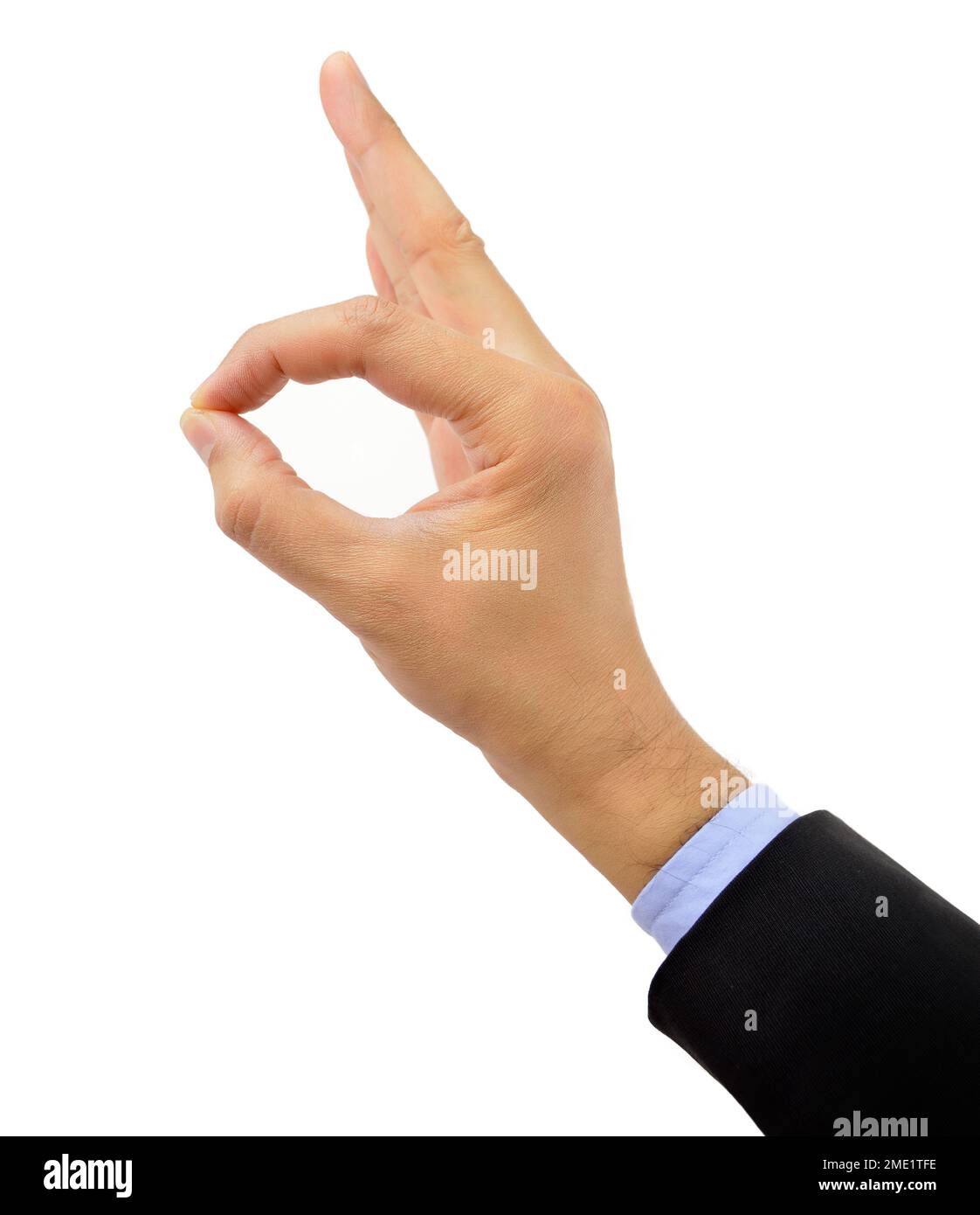 businessman hand making a ok gesturing isolated on white background as ...
