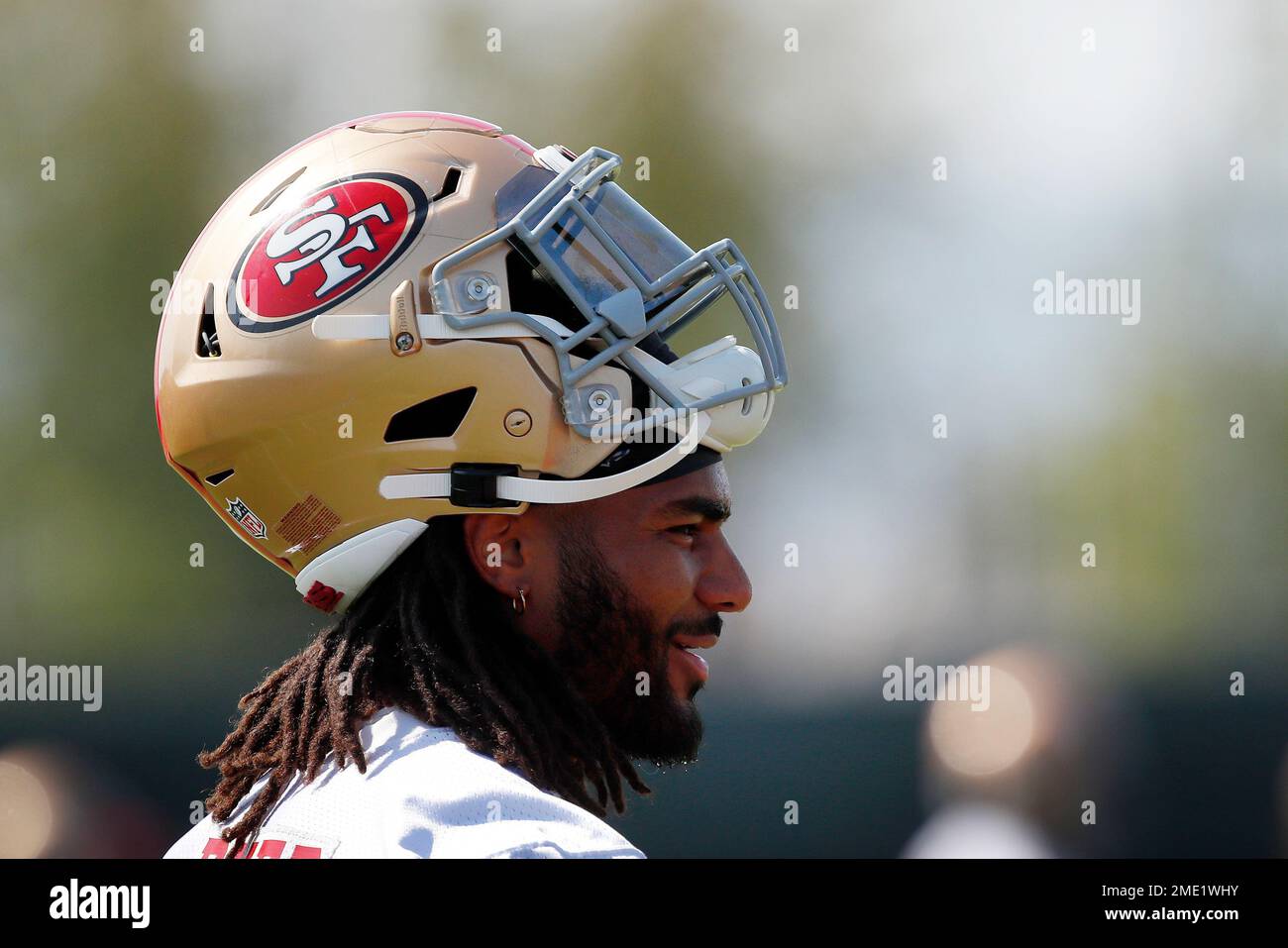 San Francisco 49ers middle linebacker Fred Warner attends NFL football ...
