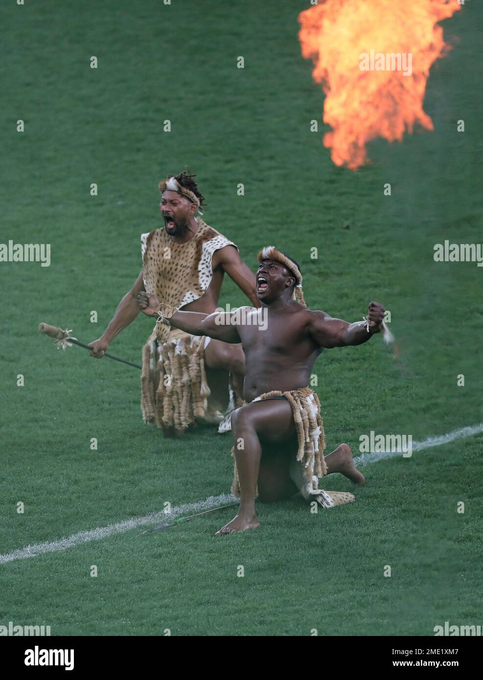 South African Impi warriors issue a challenge to the British and Irish ...