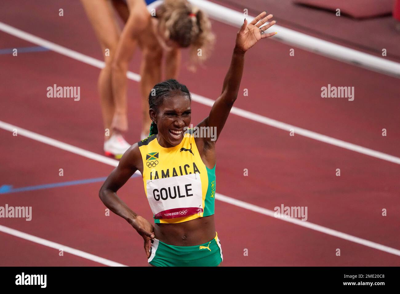 Natoya Goule, of Jamaica, wins a heat in the women's 800-meter run at ...
