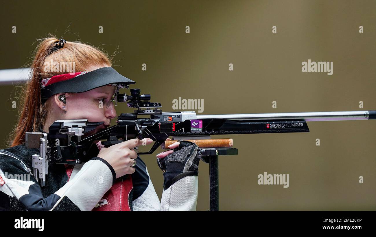 Nina Christen, of Switzerland, competes in the women's 50-meter 3 ...
