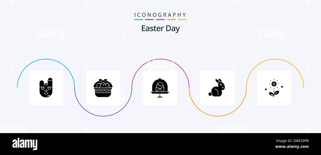 Easter Glyph 5 Icon Pack Including rose. flower. disk. rabbit. bynny ...