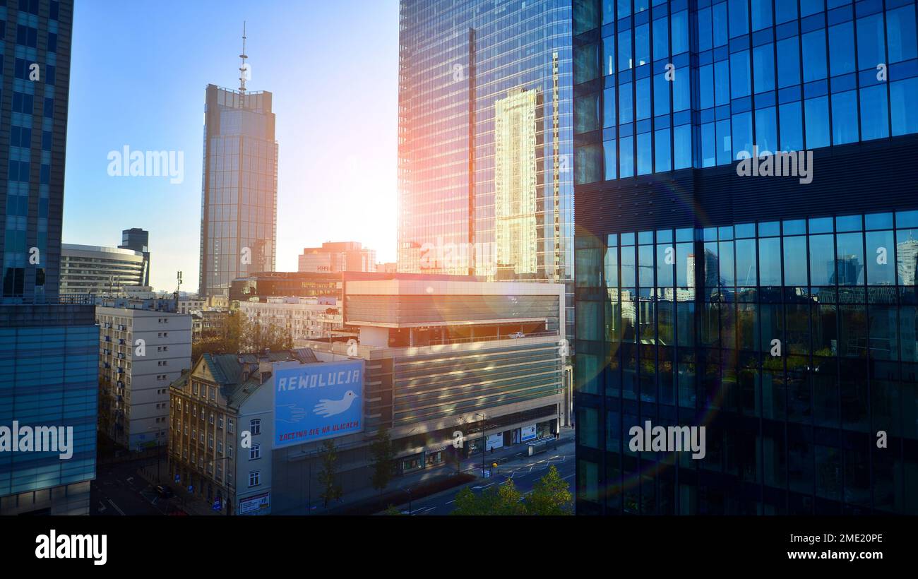 Warsaw, Poland. 6 November 2022. Skyscrapers in the financial district ...