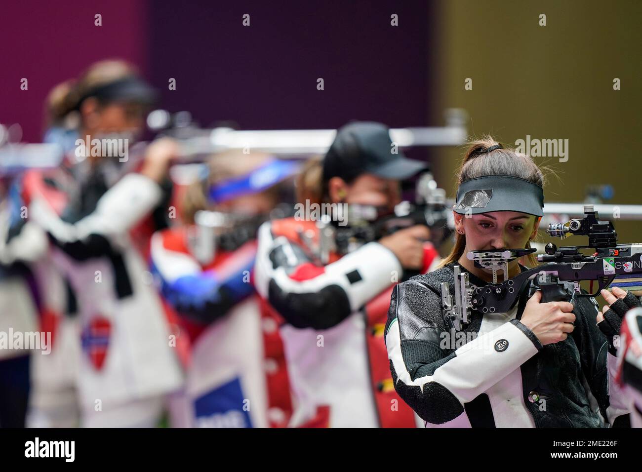Andrea Arsovic, of Serbia, competes in the women's 50-meter 3 positions ...