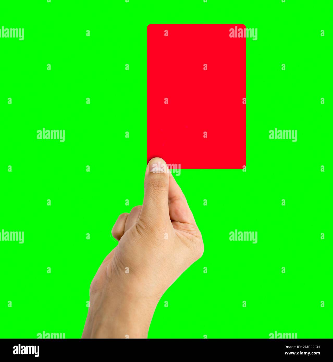 Football referee showing you the red card isolated cutout on green ...