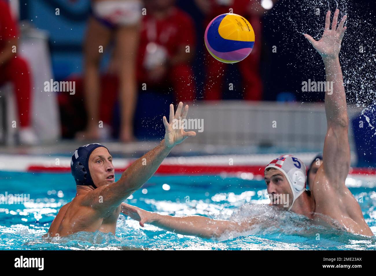 Serbia's Andrija Prlainovic (11) passes the ball away from Croatia's ...