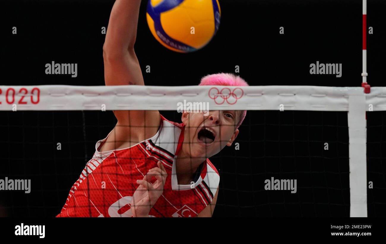 Turkey's Ebrar Karakurt during the women's volleyball preliminary round ...